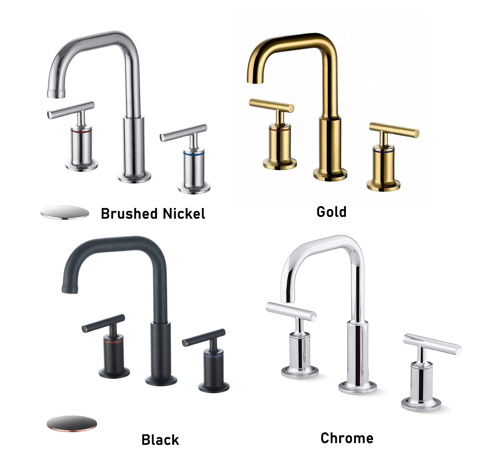 Aquacubic 2 Handle Rose Gold Widespread Bathroom Faucet For 3 Holes